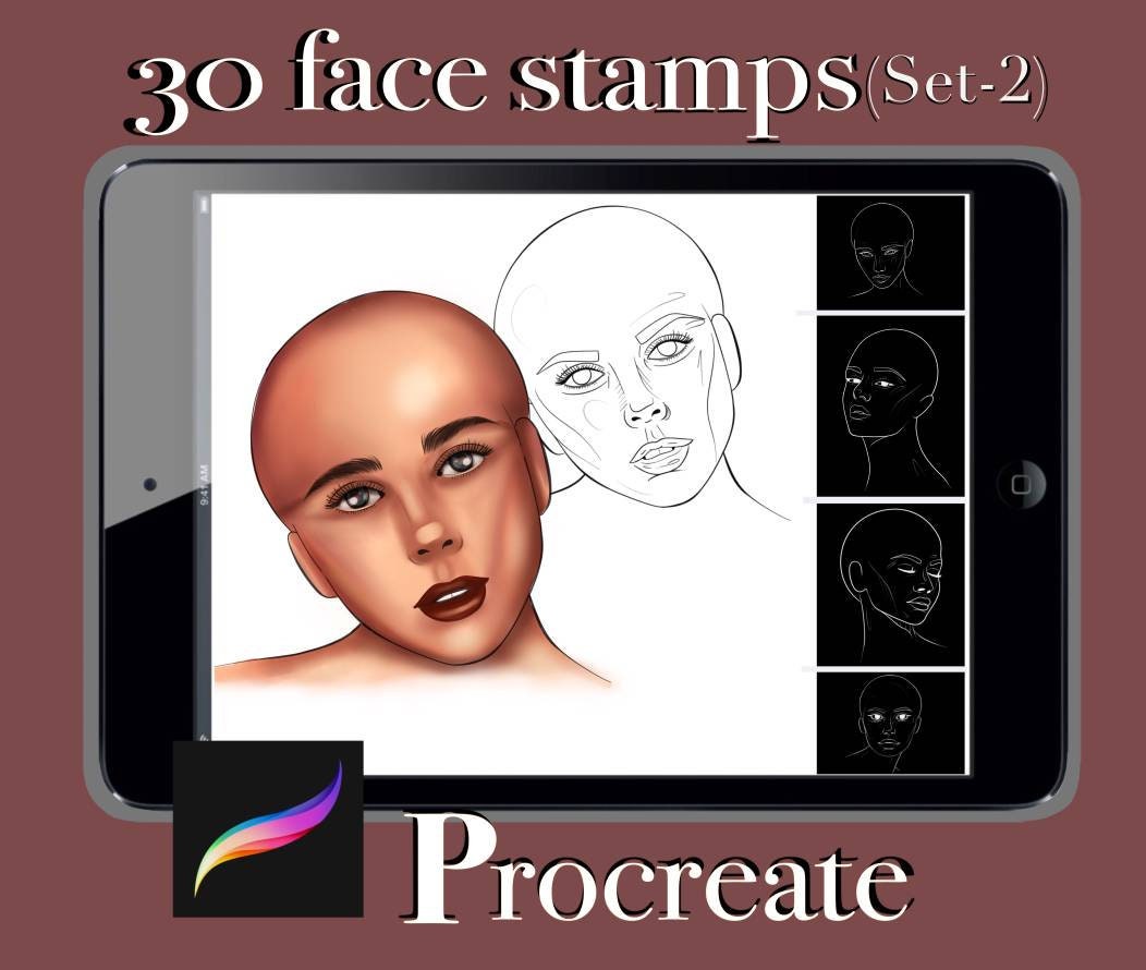 Procreate Female Face Stamp Set Of 90 Set 123 Female Etsy