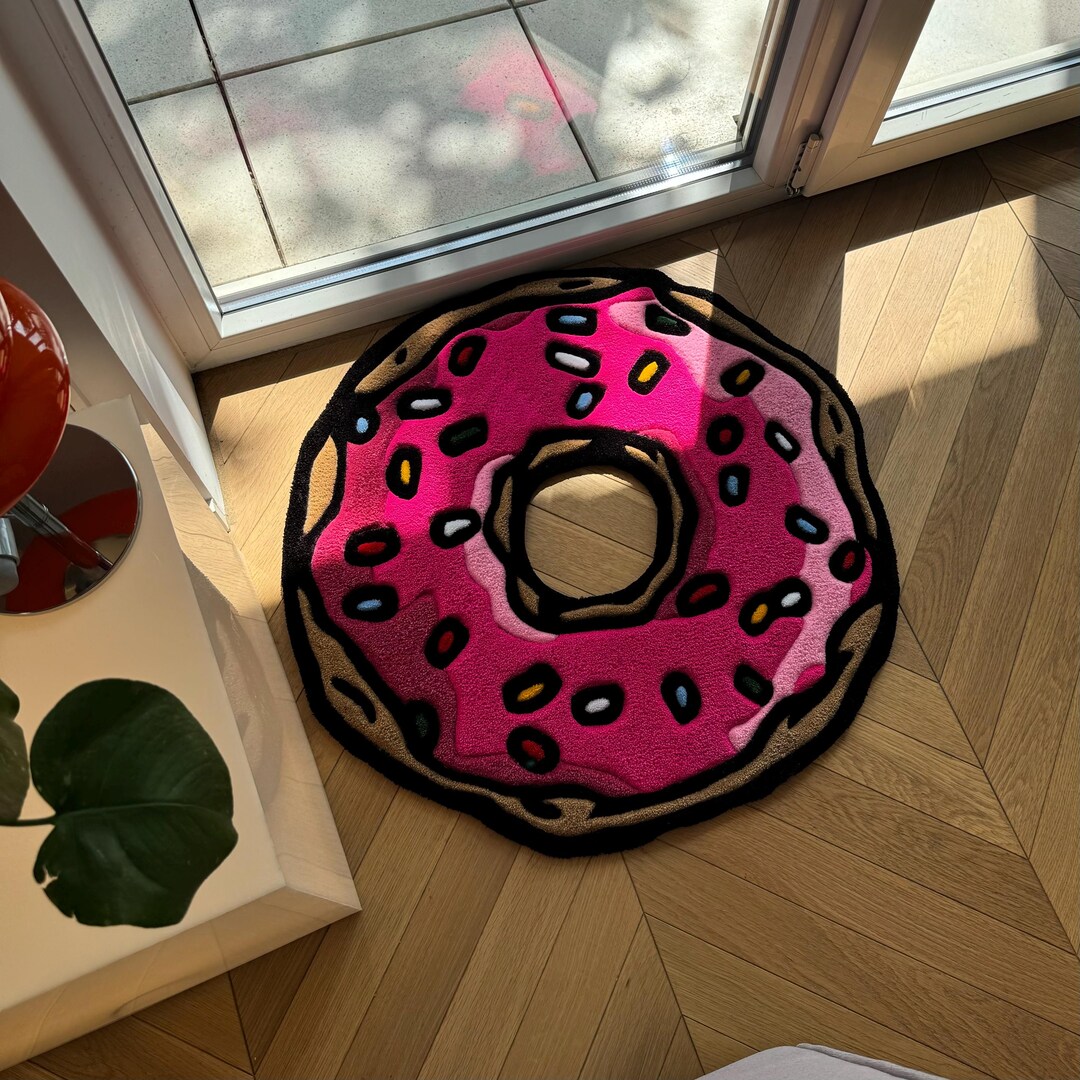 Pink Tufted Donut Rug Unique Soft Handmade Carpet, Perfect Gift for ...