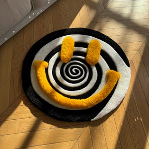 3D Handmade Tufted Smiley Face Rug With Hypnotic Spiral Design ...