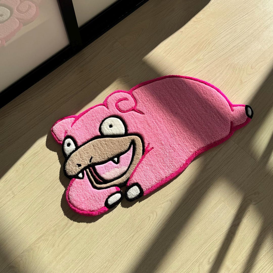 Pink Tufted Rug With Cartoon Character Design Perfect Gift for Friends ...