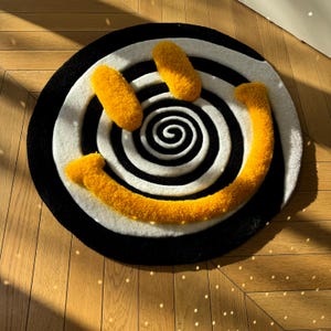 3D Handmade Tufted Smiley Face Rug With Hypnotic Spiral Design ...