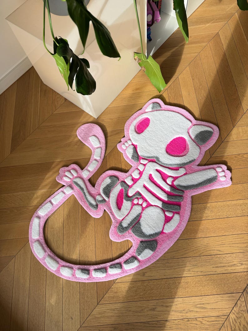 Handmade Pink Tufted Rug: 3D Cartoon Character Carpet, Kids Room Decor ...