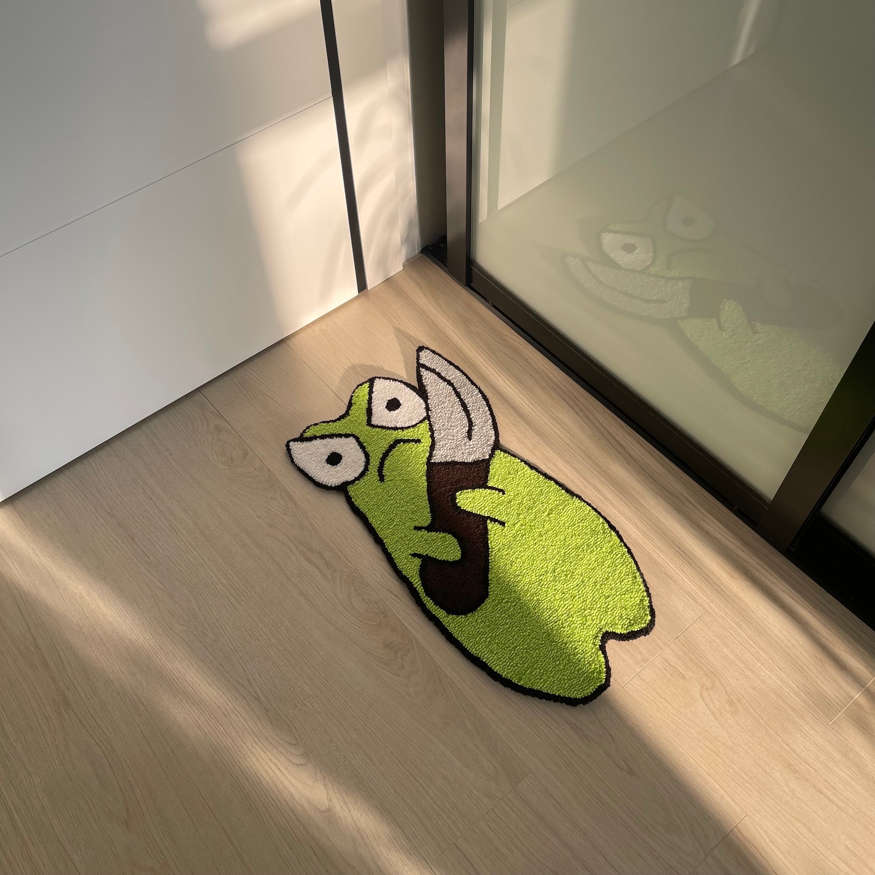 Handmade Quirky Green Character With a Knife Rug Fun and Unique Decor ...