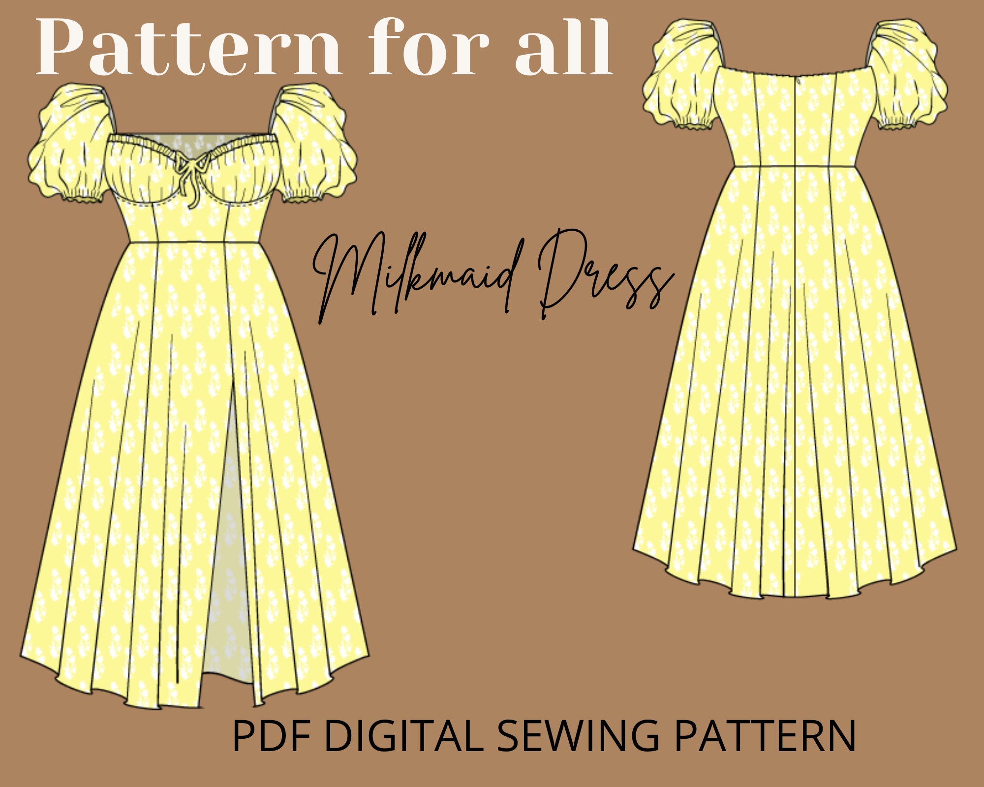 Milkmaid Dress Pattern Cottagecore Dress Patterndigital - Etsy Denmark
