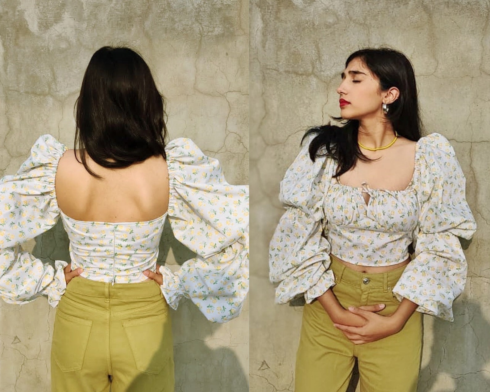 Puff Sleeve Top Digital Sewing Pattern milkmaid Top Women - Etsy UK