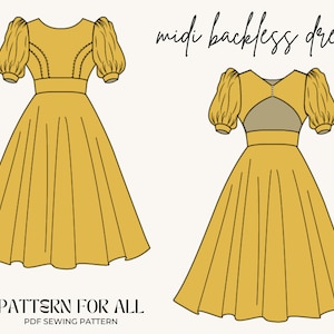 Midi Backless Dress Pattern Updated|women Sewing Pattern|midi Dress ...