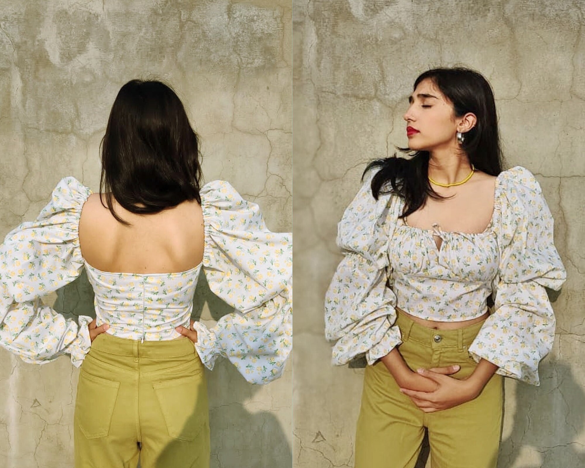 Puff Sleeve Top Digital Sewing Pattern milkmaid Top Women - Etsy Australia