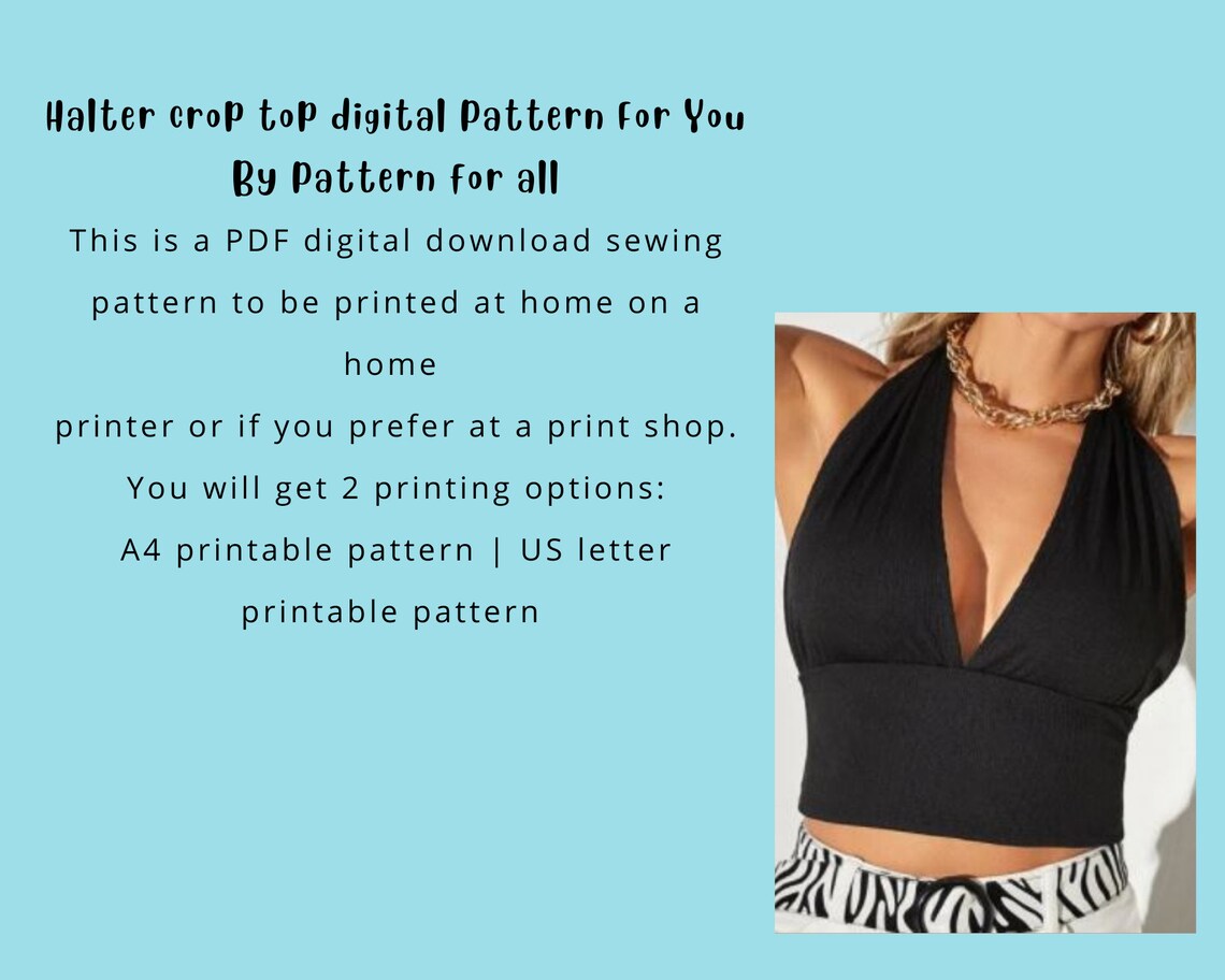 PDF Halter Crop Top Sewing Patterndigital Sewing Patternus - Etsy