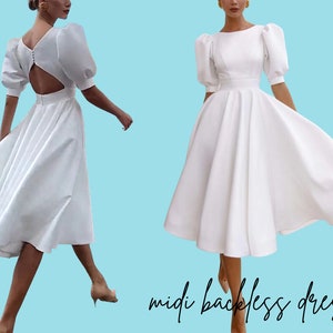 Midi Backless Dress Pattern Updatedwomen Sewing Patternmidi - Etsy
