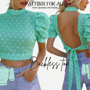 Open Back Crop Top Pattern - Tie in Crop Top|pdf Sewing Pattern |women ...