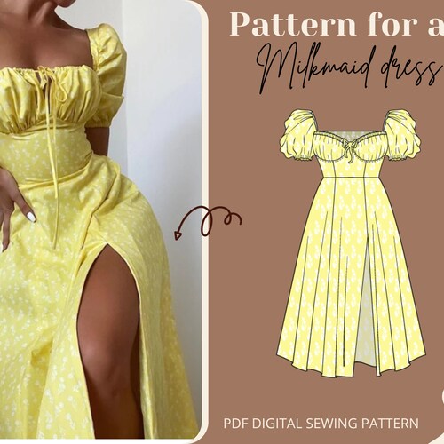 Milkmaid Dress Sewing Pattern PDF Instant Download Print - Etsy UK