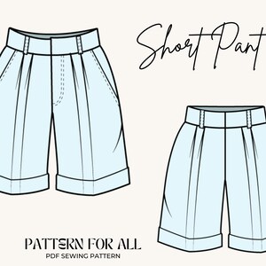 UPDATED Wide Pleated Shorts High Waisted|digital PDF Sewing Pattern ...
