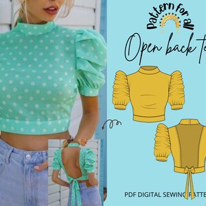 Open Back Crop Top Pattern Tie in Crop Toppdf Sewing - Etsy