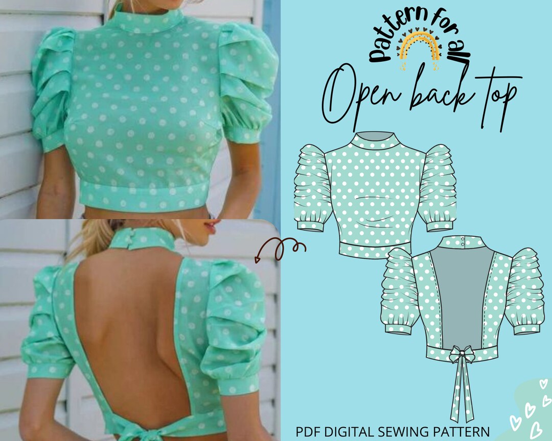 Open Back Crop Top Pattern Tie in Crop Toppdf Sewing - Etsy