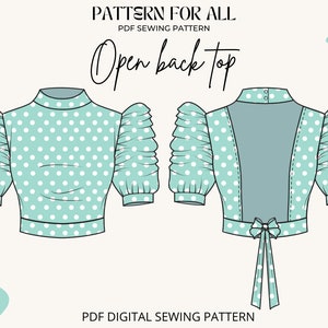 Open Back Crop Top Pattern - Tie in Crop Top|pdf Sewing Pattern |women ...