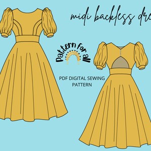 Midi Backless Dress Pattern Updatedwomen Sewing Patternmidi - Etsy