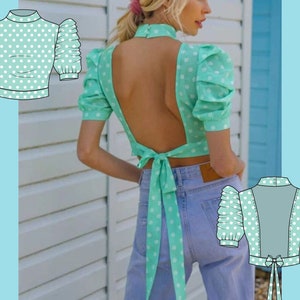 Open Back Crop Top Pattern Tie in Crop Toppdf Sewing - Etsy