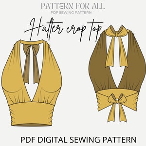 PDF Halter Crop Top Sewing Pattern|digital Sewing Pattern|us Size 4 -16 ...