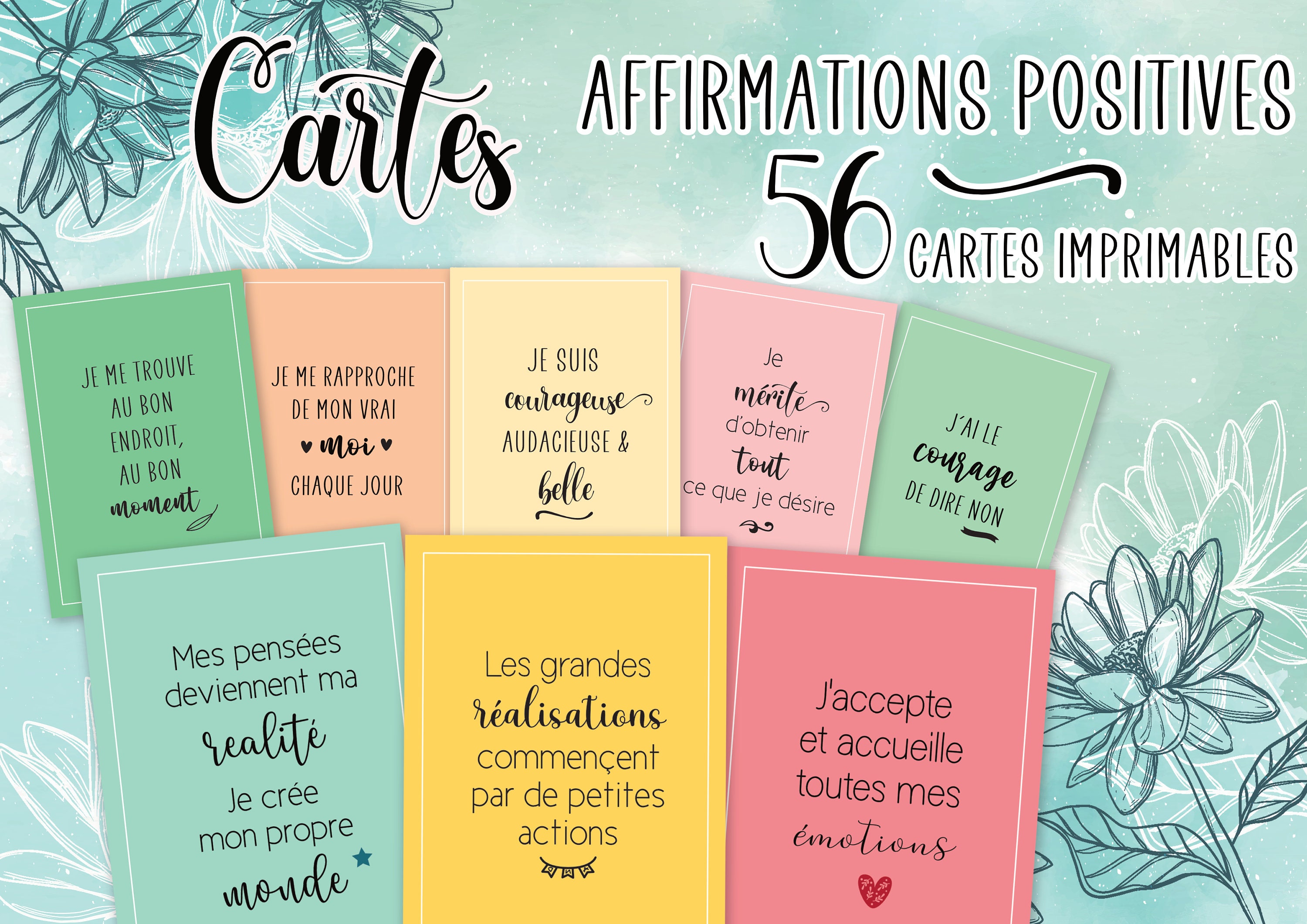 Cartes Affirmations Positives Citations motivantes à | Etsy