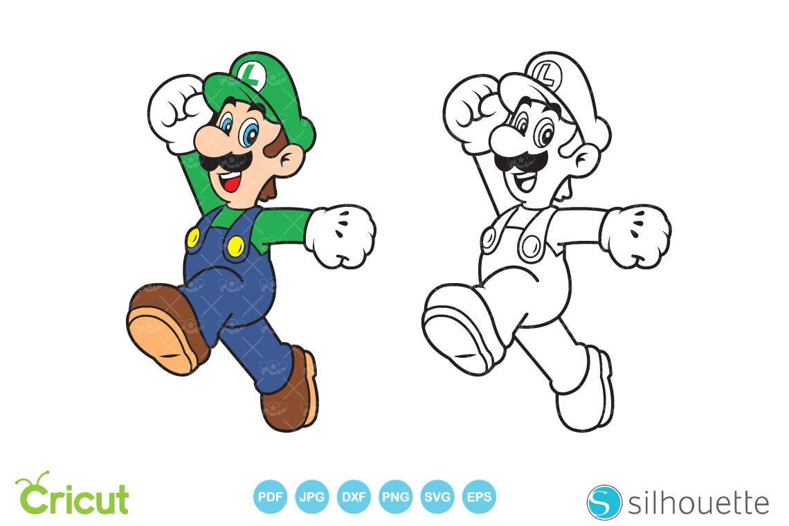 Luigi SVG Luigi clipart Super Mario character Luigi svg | Etsy
