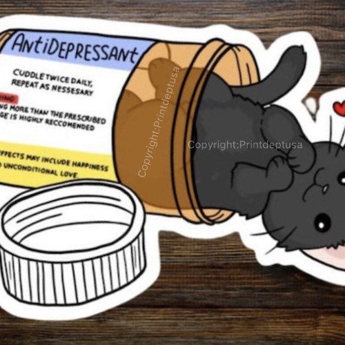 Cute Cat Antidepressant Vinyl Sticker Vinyl Decal Sticker for - Etsy