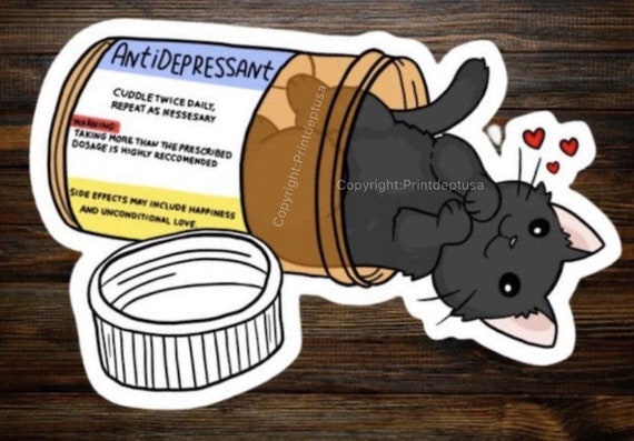 Cute Cat Antidepressant Vinyl Sticker Vinyl Decal Sticker for - Etsy