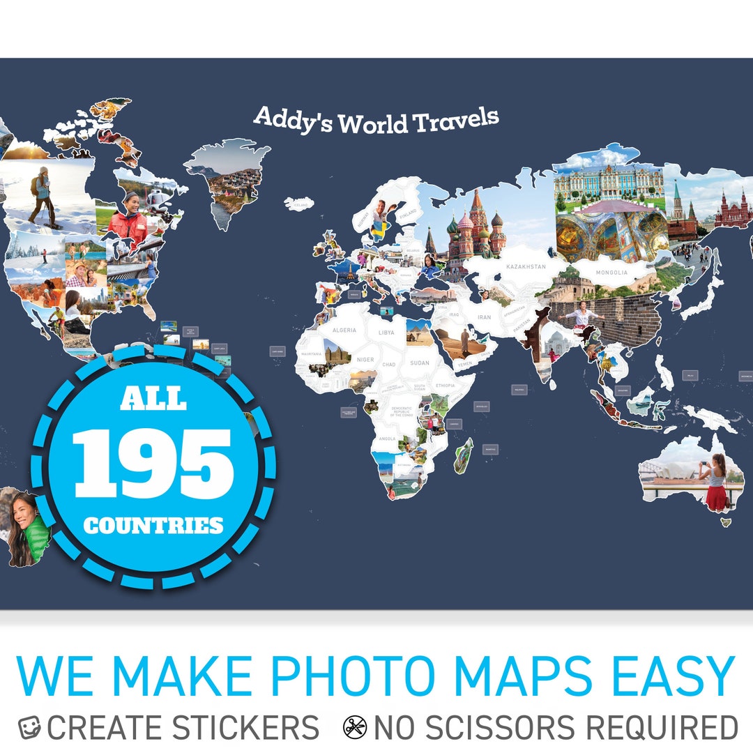 Personalized Giant World Photo Map 5' X 3' Every Country in the World ...