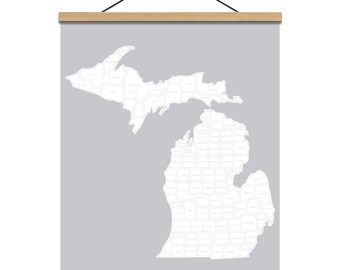 MICHIGAN STATE COUNTY Map Glossy Poster Picture Photo Banner City ...