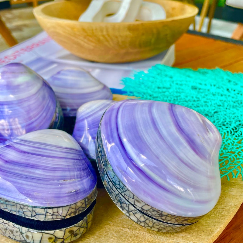 Purple Clam Shell Ring - Etsy