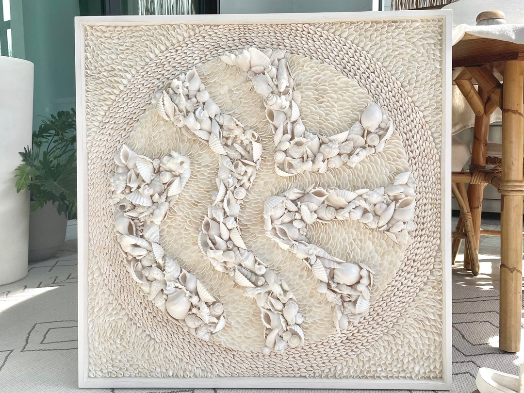 Handmade 100% Natural White Seashells Coastal Wall Art Sea Shells ...