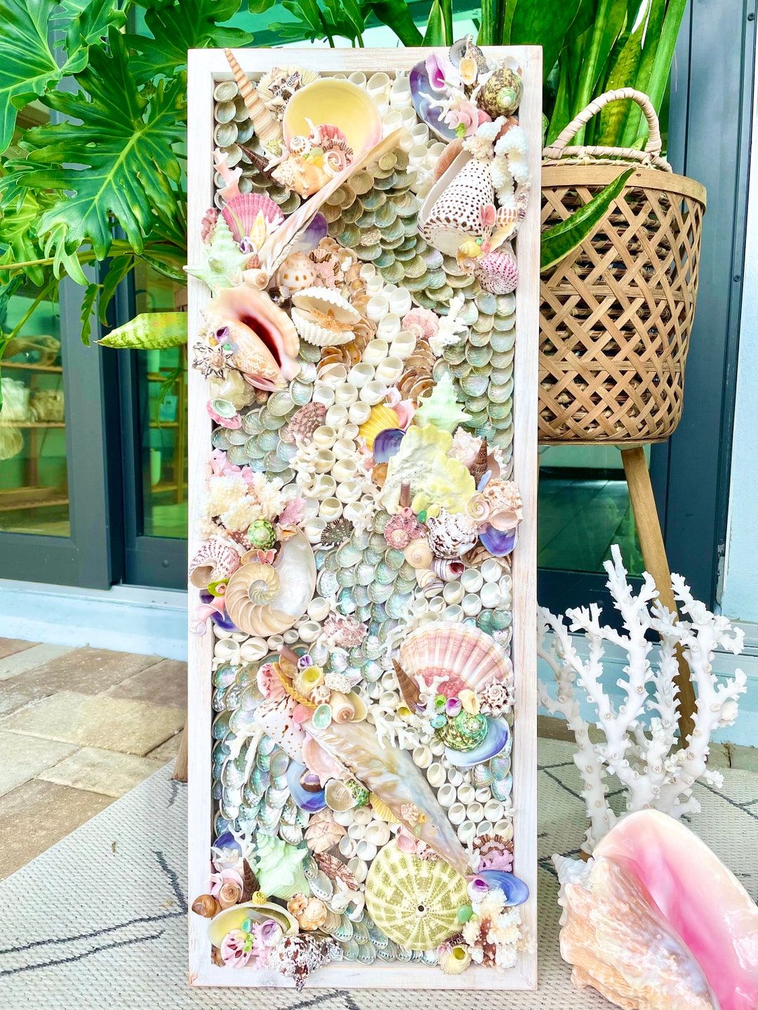 Handmade Seashell Wall Art, Coastal Décor, Colorful Mermaid House ...