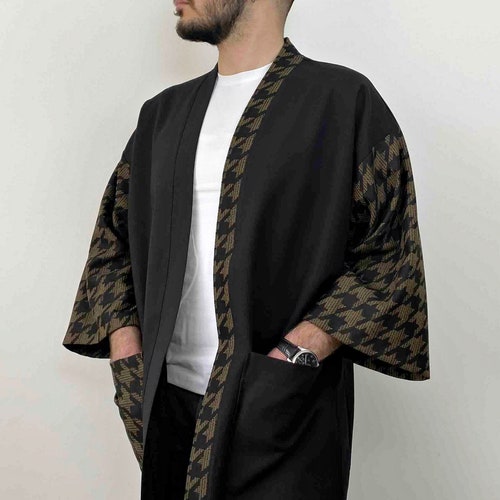 Men Japanese Style Fall Patchwork Jacket Streetwear Haori - Etsy