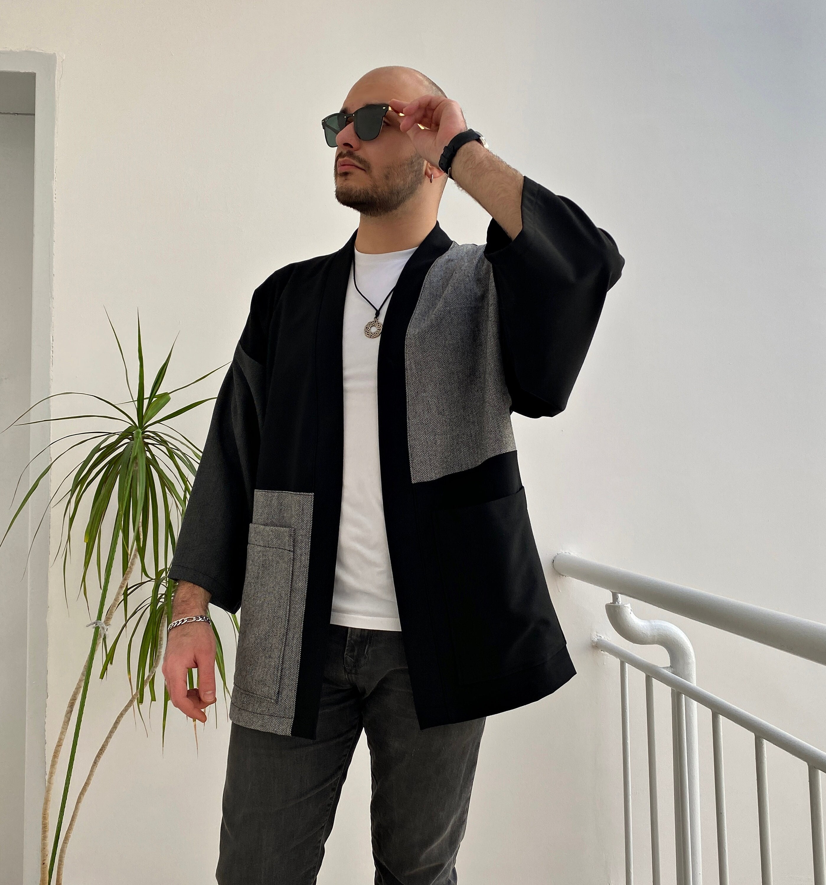 Men's Japanese Style Coat Fall Kimono Cardigan Loose - Etsy