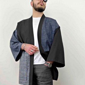 Men Japanese Style Fall Patchwork Jacket Streetwear Haori - Etsy