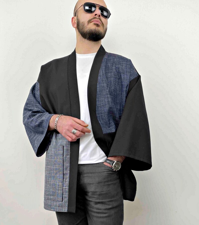 Men Japanese Style Fall Patchwork Jacket Streetwear Haori - Etsy