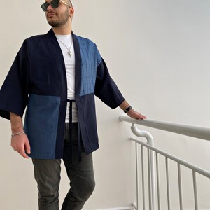 Men Japanese Style Fall Patchwork Jacket, Streetwear Haori Cardigan ...