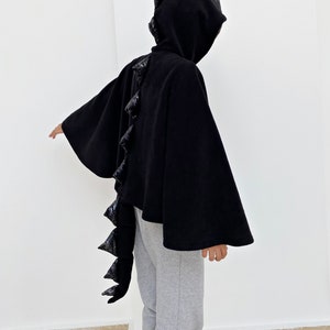 Black Fleece Dragon Cape, Hooded Costume With Tail - Etsy