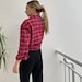 Red Plaid Cropped Shacket, Women's Oversized Shirt Jacket - Etsy