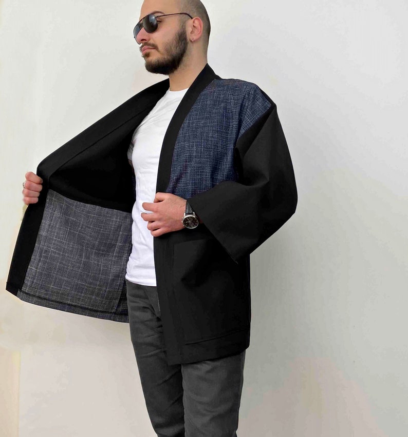 Men Japanese Style Fall Patchwork Jacket Streetwear Haori - Etsy