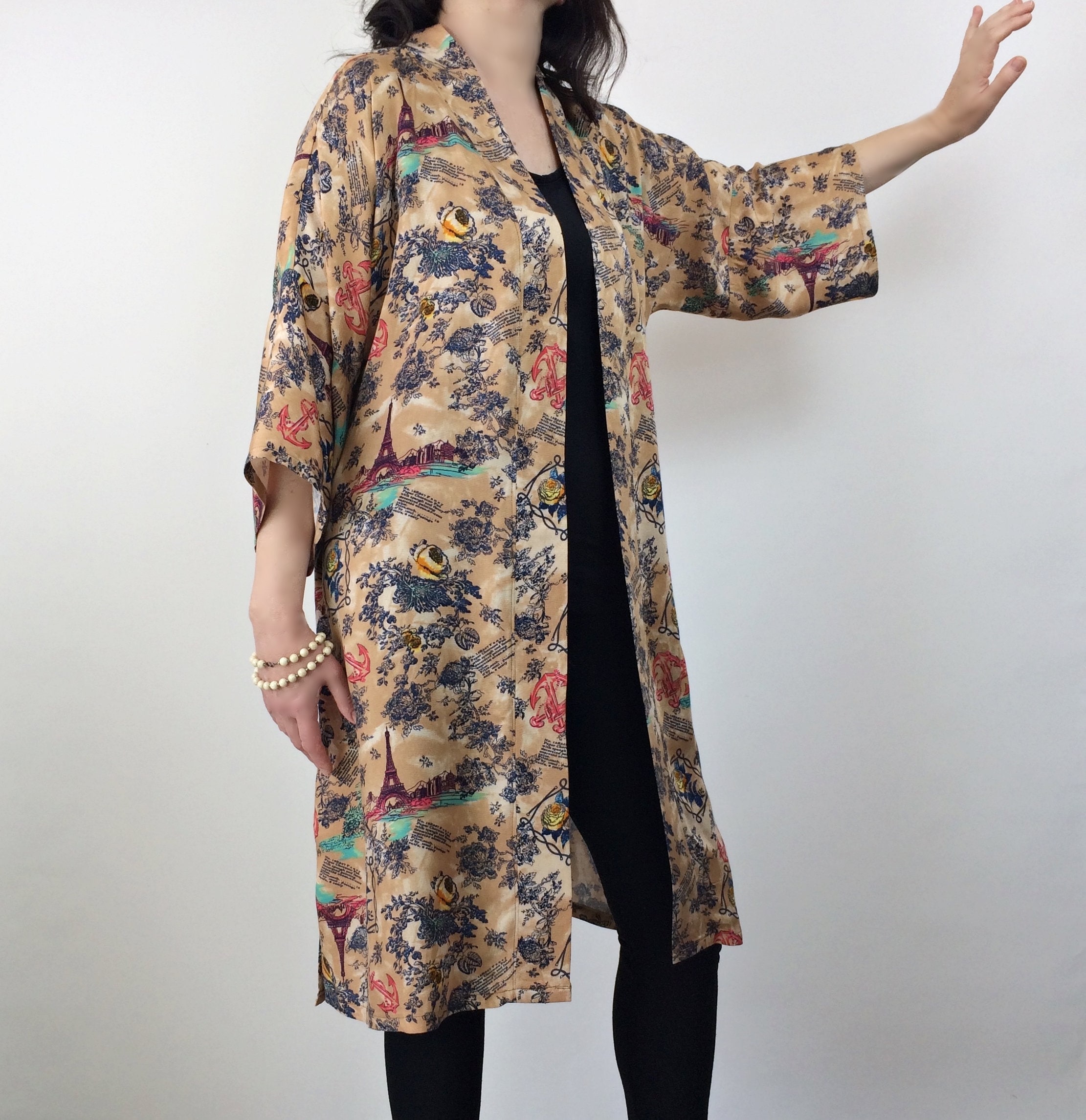 Boho Duster Kimono Jacket, Casual Kimono Cardigan, Loose Beach Top ...
