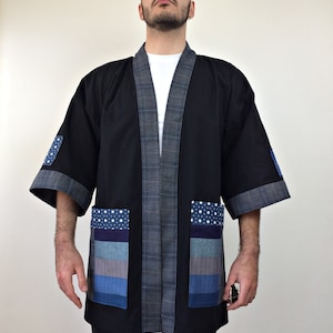 Men's Modern Noragi Jacket, Streetwear Haori Male Cardigan, Patchwork ...