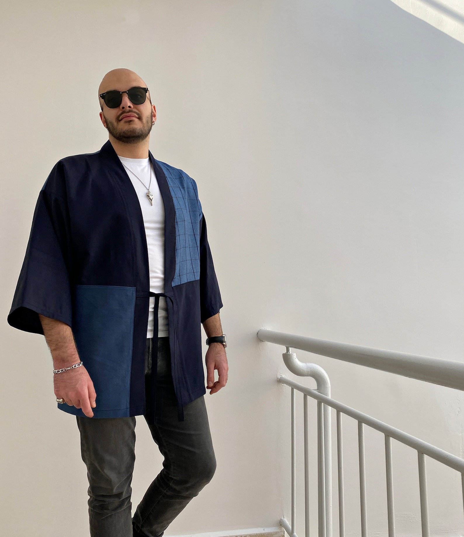 Men Japanese Style Fall Patchwork Jacket, Streetwear Haori Cardigan ...