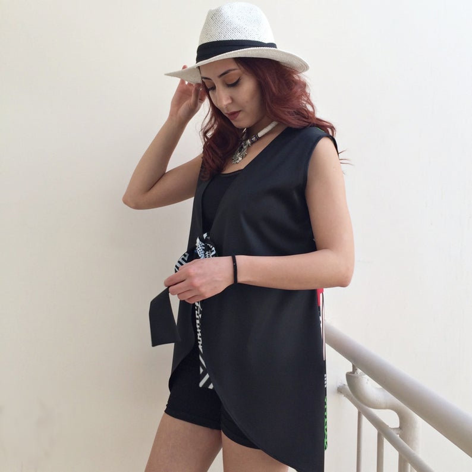 Abstract Face Kimono Vest, Satin Sleeveless Cardigan, Pop Art Clothing ...