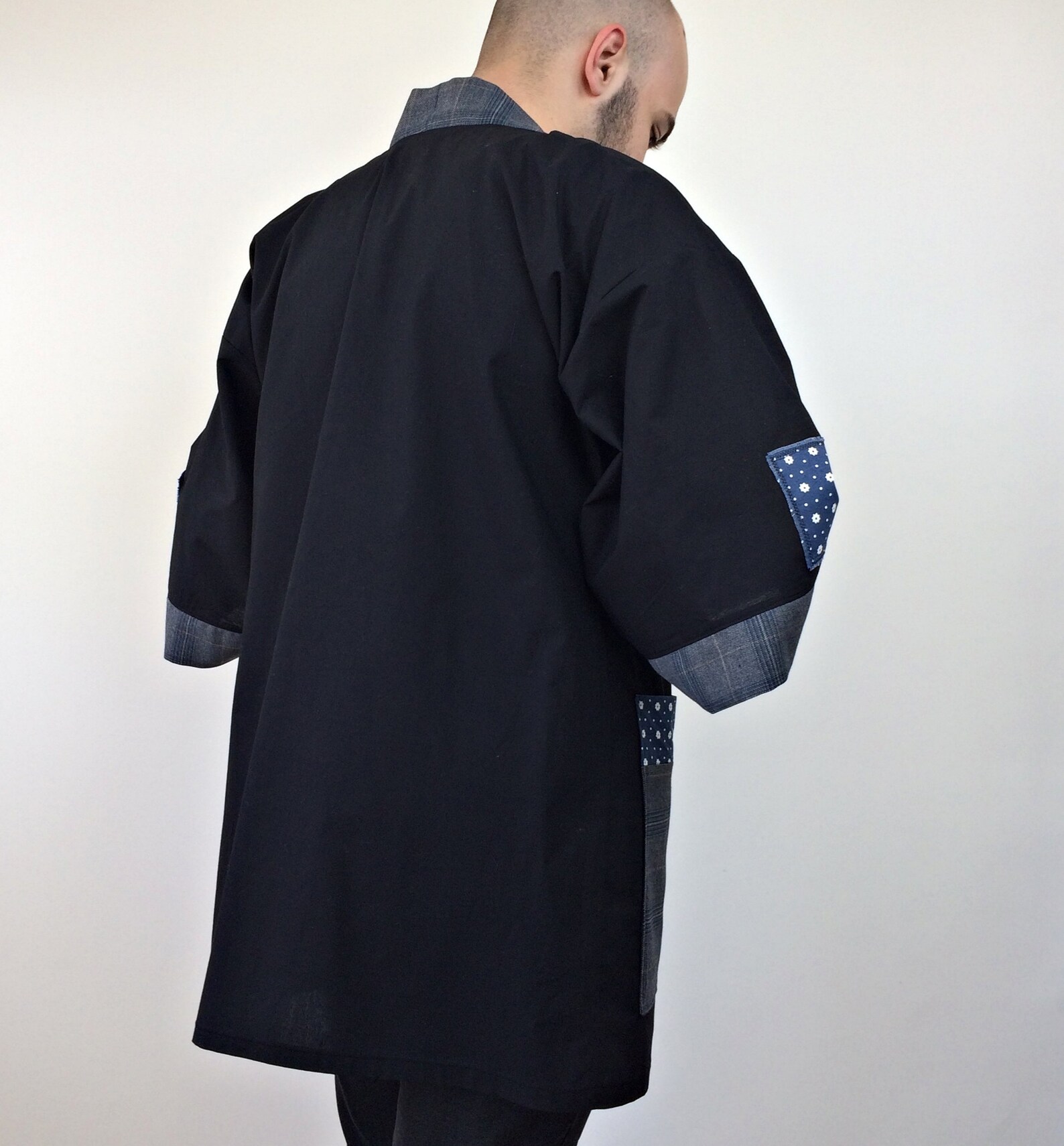 Men's Modern Noragi Jacket, Streetwear Haori Male Cardigan, Patchwork ...