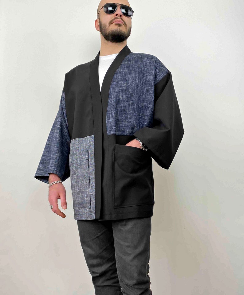 Men Japanese Style Fall Patchwork Jacket Streetwear Haori - Etsy