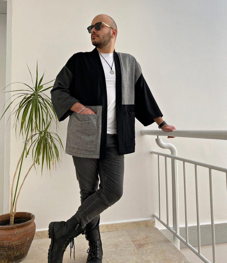 Men's Japanese Style Coat Fall Kimono Cardigan Loose - Etsy