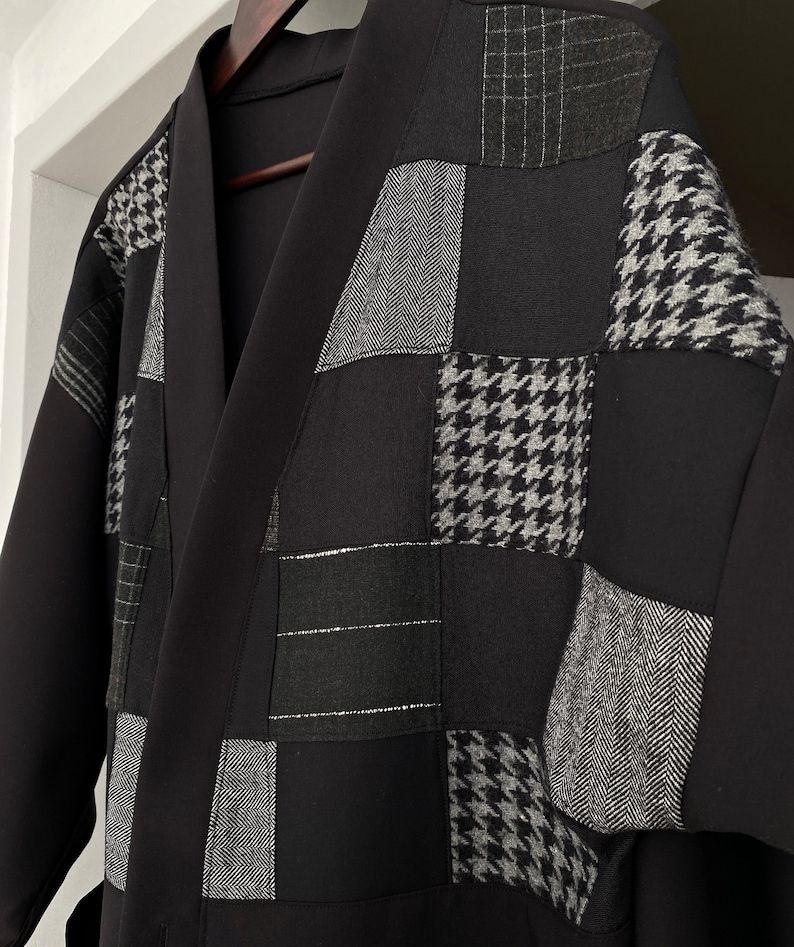 Japanese Style Patchwork Haori, Streetwear Pieced Jacket, Fall Noragi ...