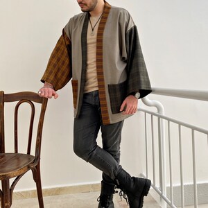 Haori Kimono Cardigan Modern Patchwork Noragi Men's - Etsy