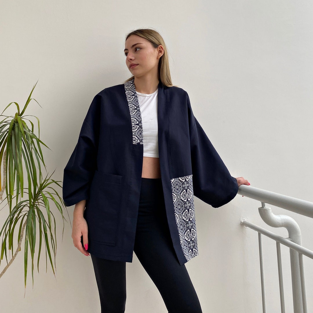 Linen Kimono Jacket, Women's Haori Cardigan, Japanese Style Outerwear ...