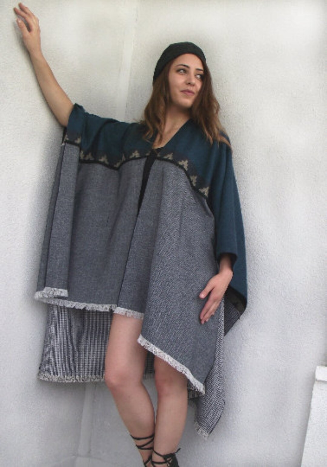 Tribal Oversized Blanket Poncho, Ethnic Men's Poncho, Bohemian ...